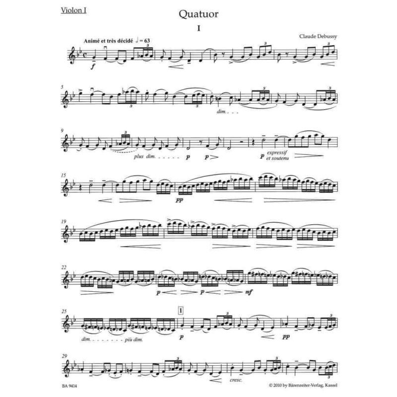 Debussy, Claude – String Quartet in g minor, Op. 10 – Parts – edited by Douglas Woodfull-Harris ...