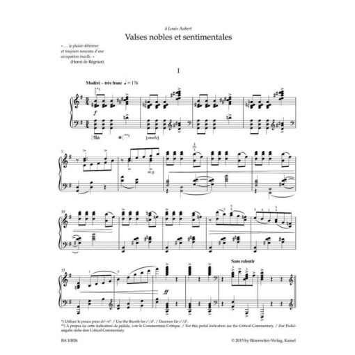 Ravel, Maurice - Valses nobles et sentimentales for Piano by Barenreiter | Evergreen Workshop