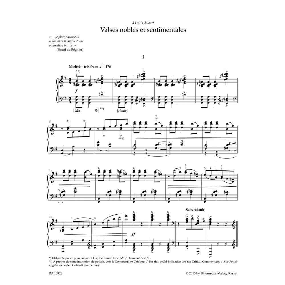 Ravel, Maurice - Valses nobles et sentimentales for Piano by Barenreiter | Evergreen Workshop